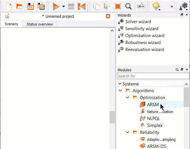 Adding a System or Node to the Scenery Pane