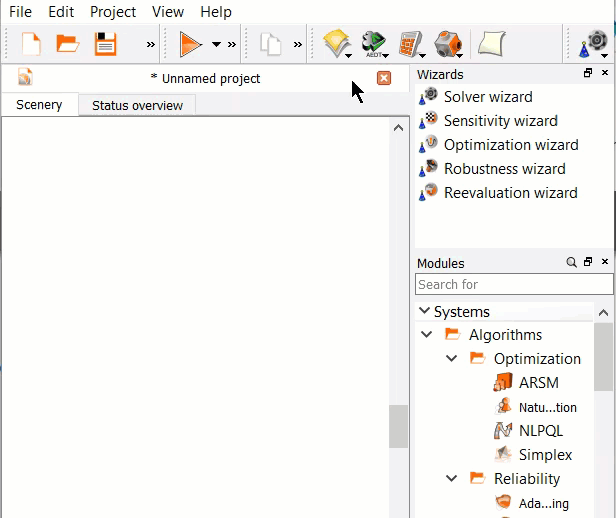 Adding a System or Node to the Scenery Pane