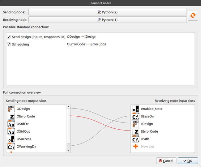 Using the Connect Nodes Dialog Box