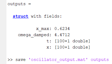 MATLAB MAT Output