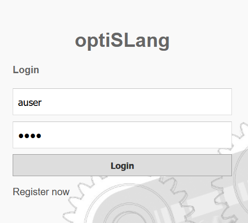 Logging into the optiSLang Web Service