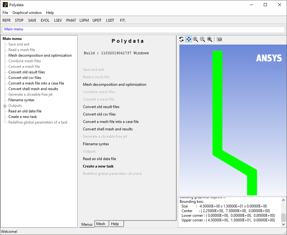 3.3. Starting Ansys Polydata and Reading the Mesh File