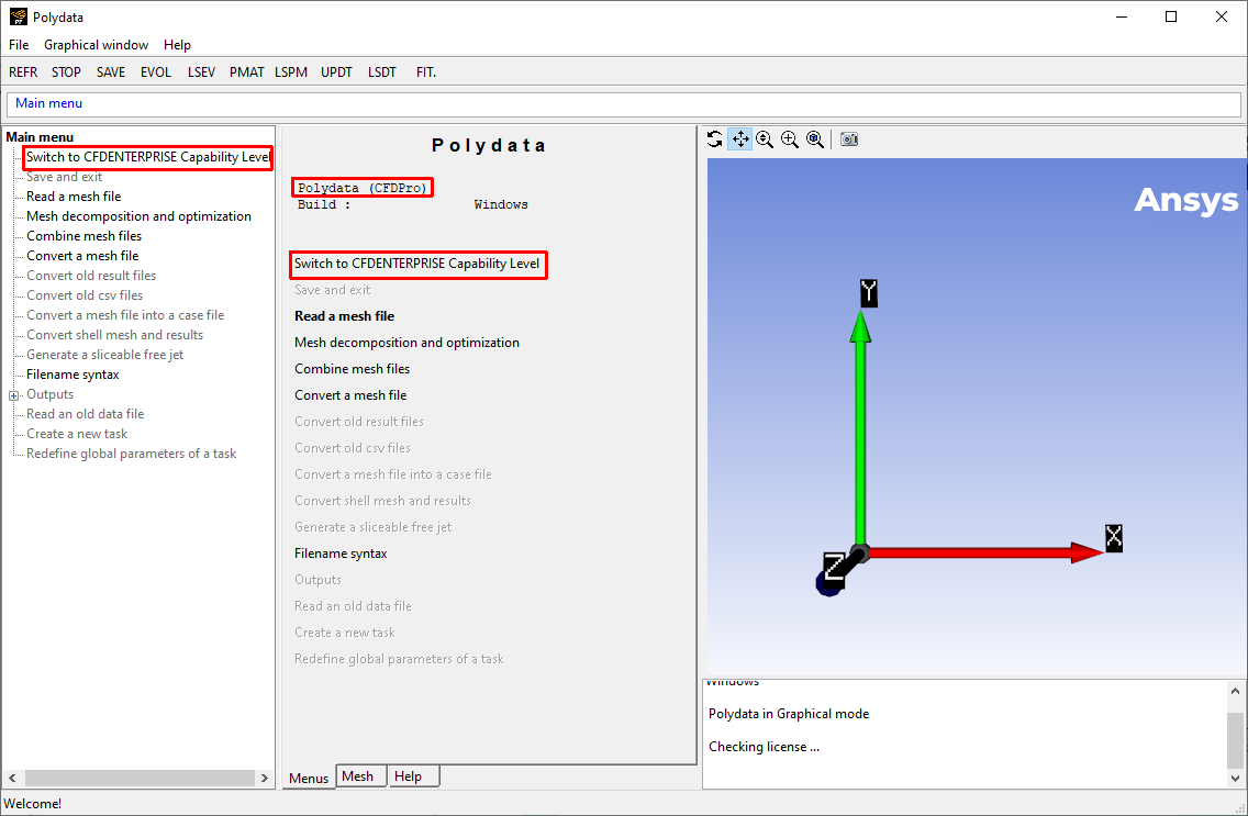 1.6.2. Starting Ansys Polyflow Classic