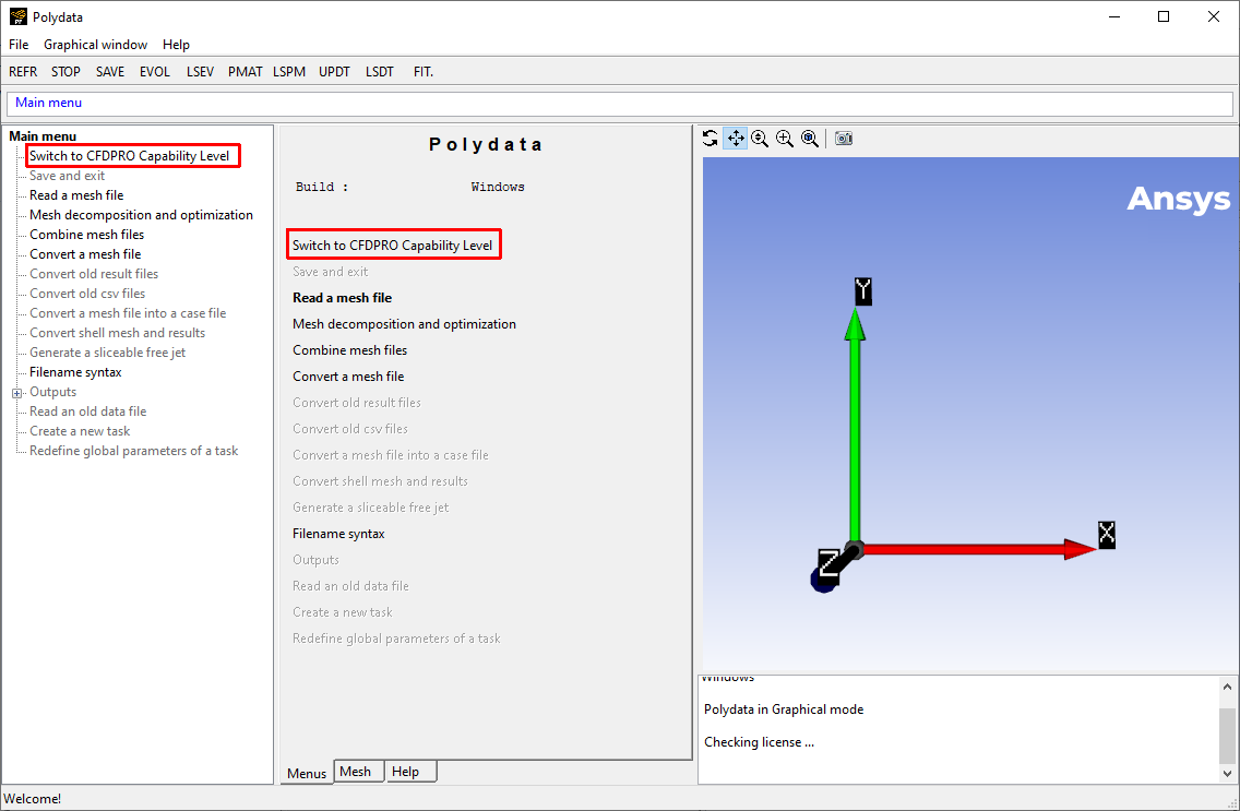 1.6.2. Starting Ansys Polyflow Classic