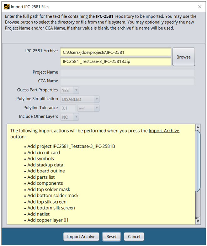 3.6. Importing Projects and ECAD Archives