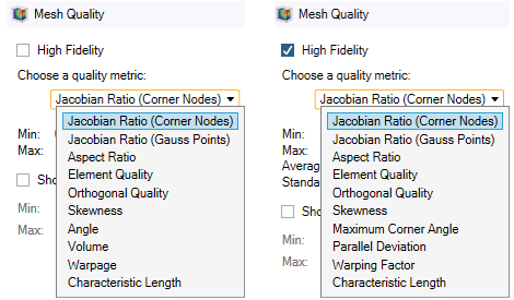 Viewing Mesh Quality Statistics
