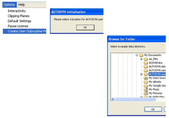 2.6.5. Pull-Down Menu - Options - Create User-Subroutine Project