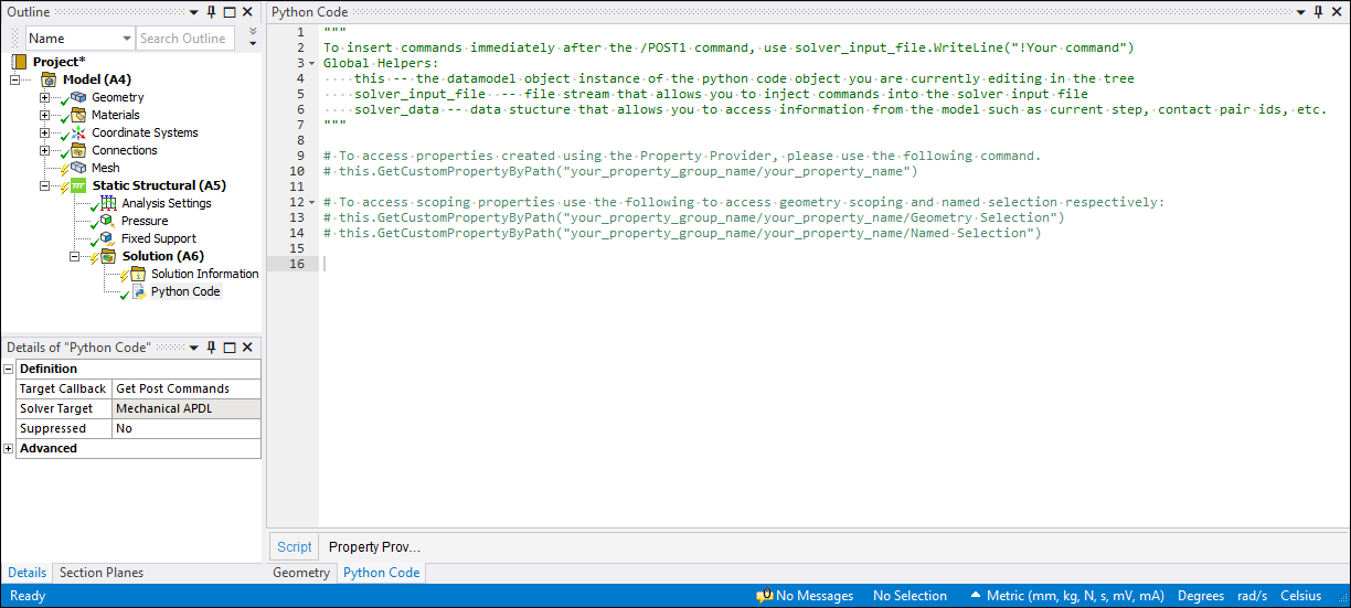 211 Using Python Code For Mapdl Solver Input