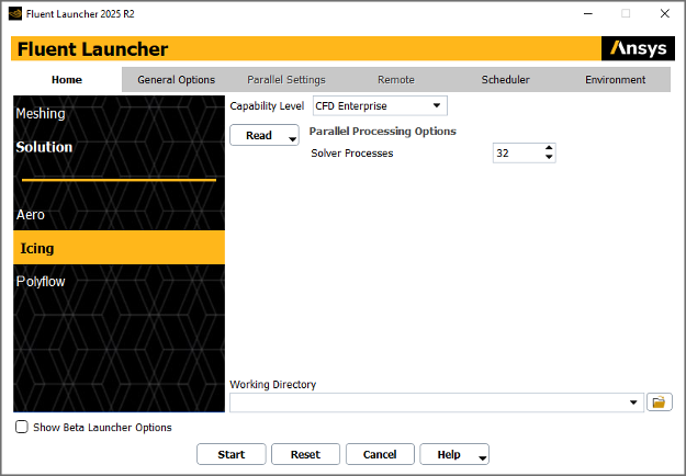 1.4. Starting Fluent Icing