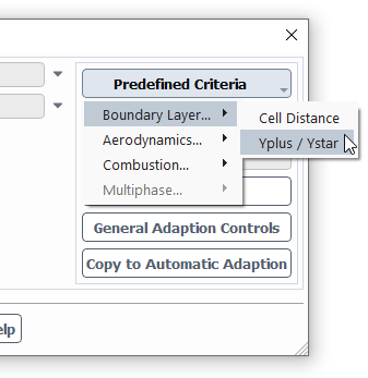 21.1. Predefined Criteria for Boundary Layer Adaption Based on Yplus ...