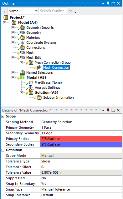 Mesh Connection/Contact Match