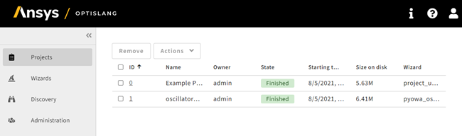 Using the optiSLang Project Overview Page