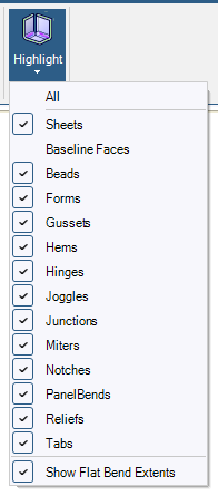Highlighting Sheet Metal Objects
