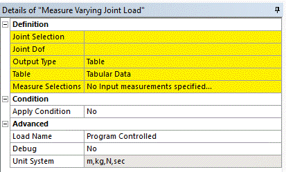 5.8.3.3. Defining Joint Loads Dependent on one or more Measures